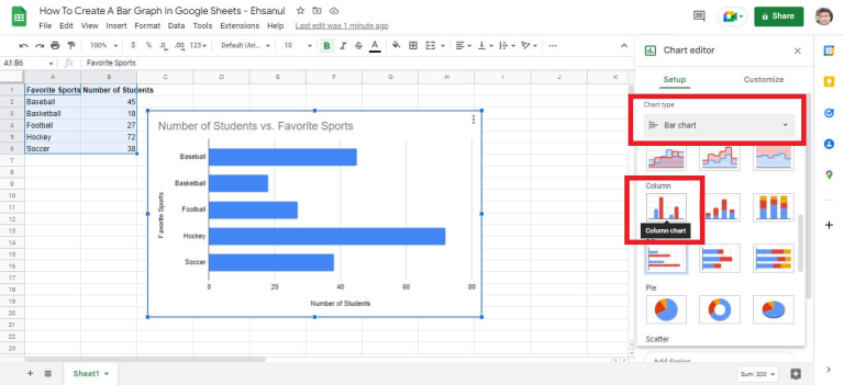 How To Create A Bar Graph In Google Sheets